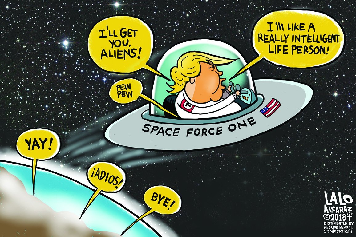 Trump Announces 'Space Force One' (toon) - POCHO